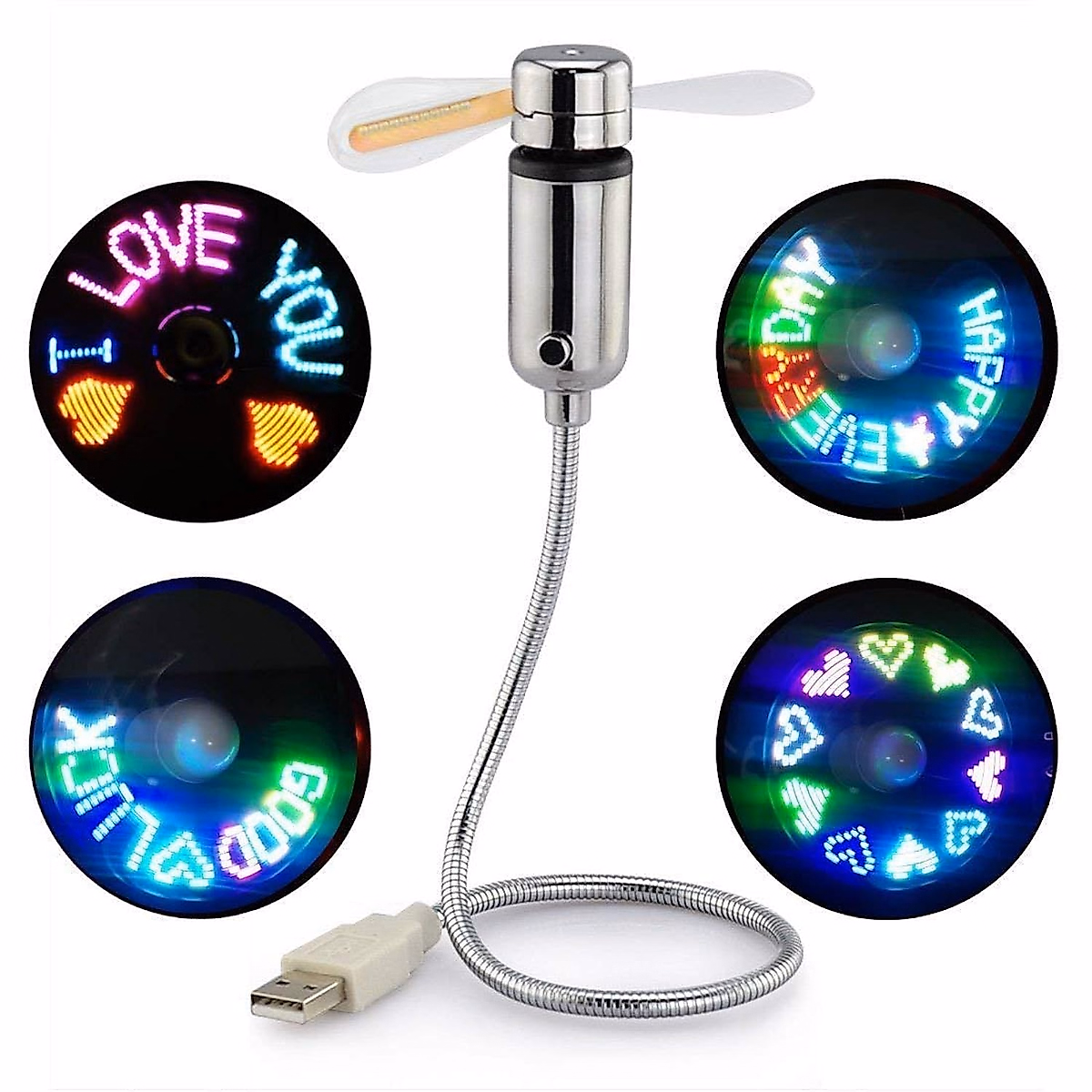 SAYTAY Small USB Fan with Real Time Clock and Temperature Display, Personal Portable USB LED Clock Fan, USB Funny Toy Gadgets Gifts for Men Women Office Home (RGB)