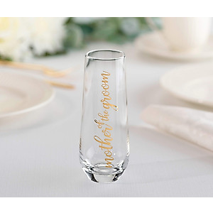 Lillian Rose Mother of Groom Stemless Champagne Wedding Toasting Glass, 1 Count (Pack of 1), Clear