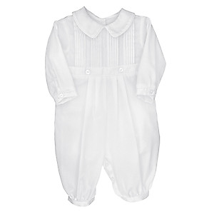 Petit Ami Baby Boys' Pique Christening Longall with Hat, 9 Months, White