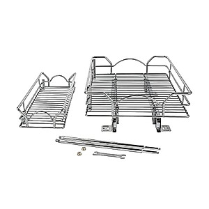 OCG 2 Tier Under Sink Pull Out Organizer (14" W x 21" D x 15.8" H), Under Sink Organizers and Storage for Kitchen Bathroom Cabinet, Chrome Finish