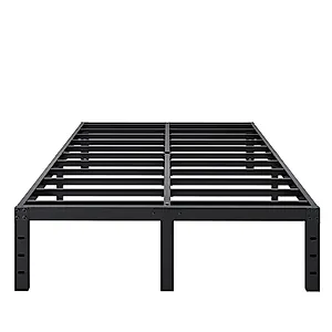 SHLAND Bed Frame Queen Size, 14 Inch Heavy Duty Metal Platform Bed Frame No Box Spring Needed, Mattress Foundation, Storage Space, No Noise, Easy Assembly