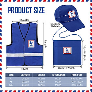 Hicarer Mailman Costume Adult Mail Carrier Costume Kit Halloween Costume for Adults Career Cosplay Halloween Postal Costume (Large)