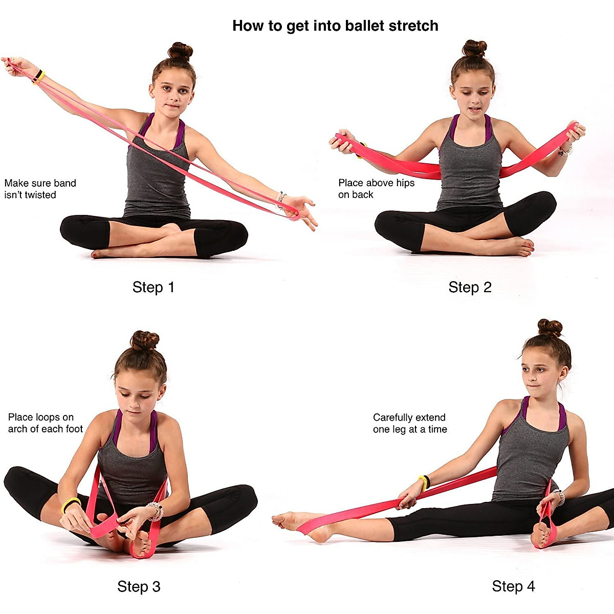 Ballet Stretch Band for Dance, Gymnastics, Cheerleading, Pilates. Improves Elastic Flexibility and Enhances Daily Stretching - Designed by PS Athletic