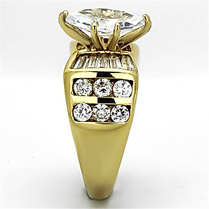 Lanyjewelry 12x6mm Marquise Cut CZ Tarnish Free Stainless Steel Engagement Ring - Size 7