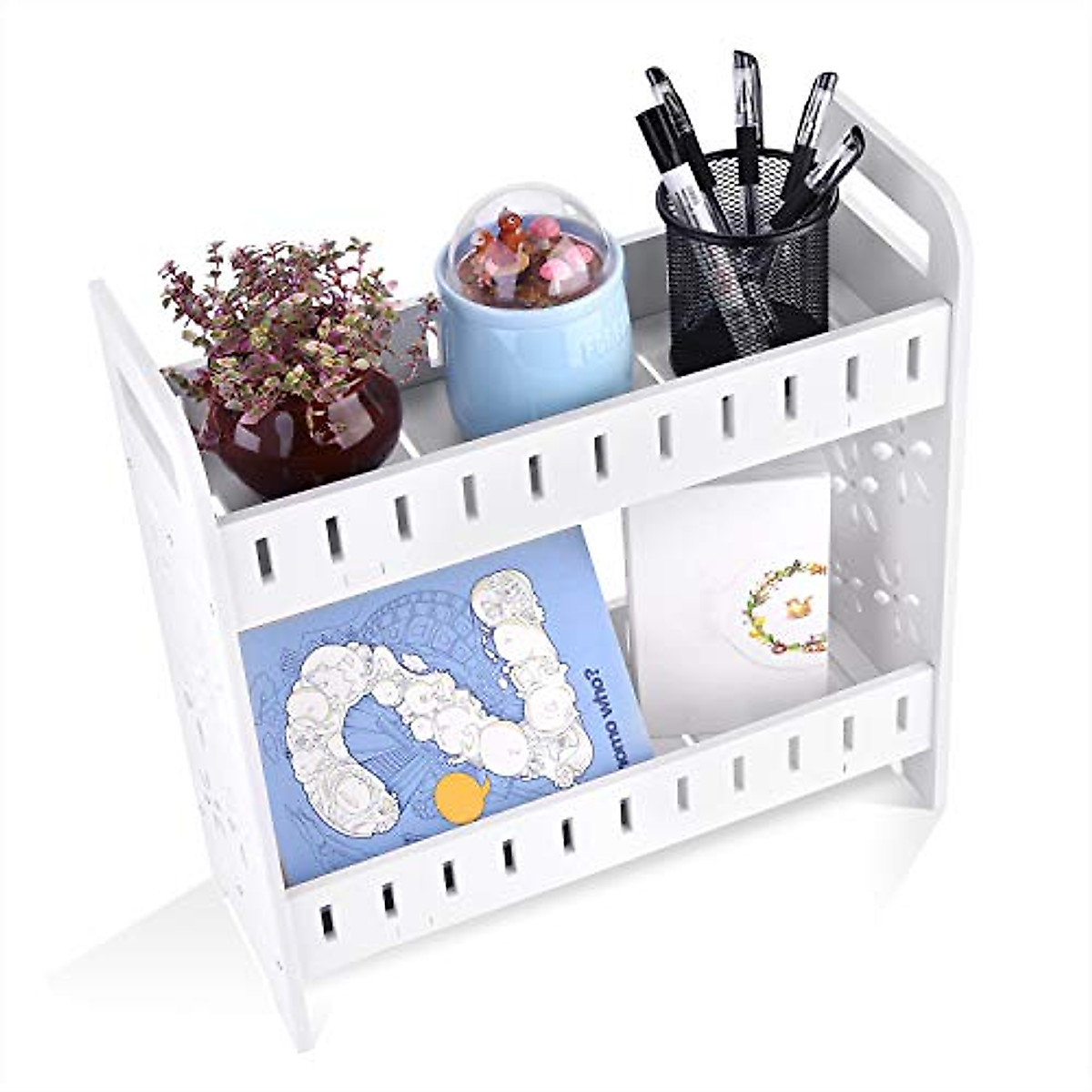 2 Tier Bathroom Organizer Countertop, White Corner Skincare Storage Shelf Cosmetic Organizer Holder, Counter Vanity Tray for Kitchen