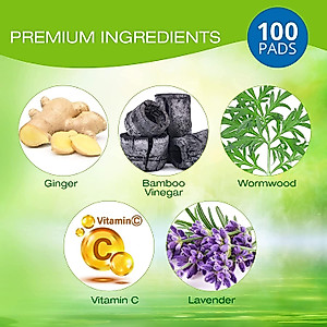 IKIMI 100 Ginger Foot Pads for Better Sleep, Stress Relief and Foot Care - Bamboo Vinegar and Wormwood Powder Patches