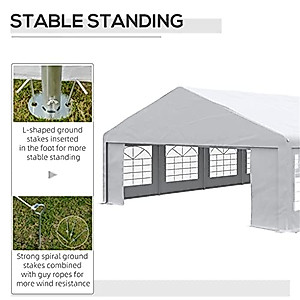 ZZBJ 39 X 23 Ft Carport Large Outdoor Canopy Tent with Removable Sidewalls and Windows,White Tents for Parties,Wedding