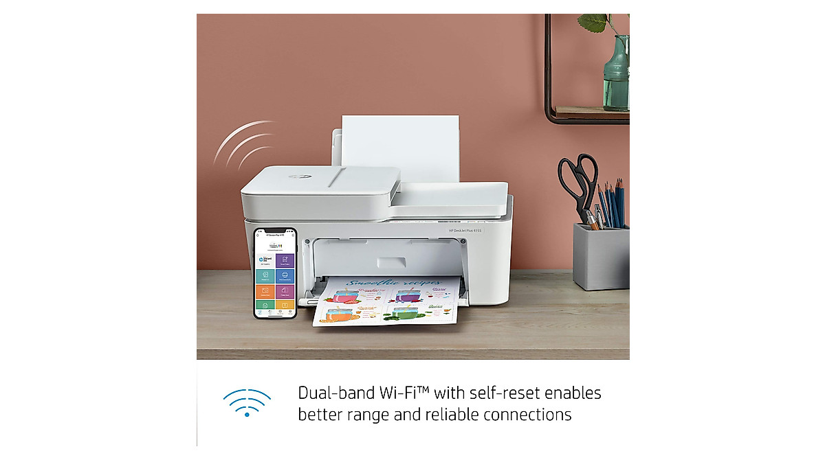 HP DeskJet Plus 4155 Wireless All-in-One Printer | Mobile & Eco-Friendly