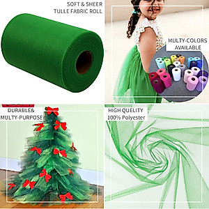 Emerald Green Tulle Fabric Rolls 6 Inch by 100 Yards (300 feet) Fabric Spool Tulle Ribbon for DIY Emerald Green Tutu Bow Baby Shower Birthday Party Wedding Decorations Christmas Craft Supplies
