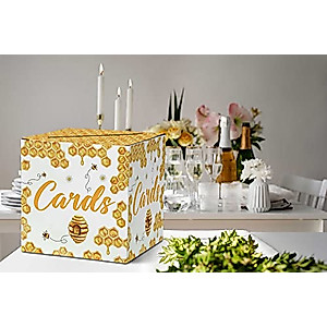 Lesixur 8”Card Box, Bumble Bee Cards Receiving Box, For Birthday, Wedding, Bridal or Baby Shower, Engagement, Retirements, Graduation, Money Box Holder, Party Favor, Decorations, 1 pte (Cabox010