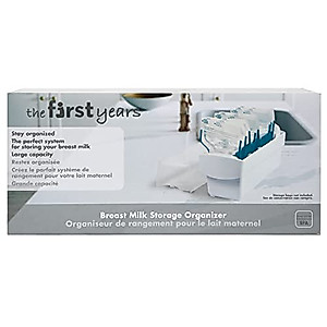 The First Years Breastflow Breast Milk Freezer Storage Organizer — Freezer and Refrigerator Shelf Organizer for Breast Milk Storage Bags — Holds 10 Breast Milk Bags — Breastfeeding Essentials