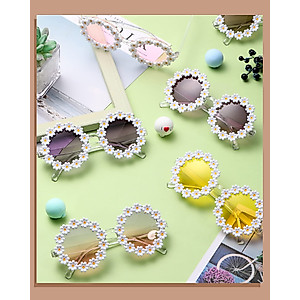 Yunsailing 12 Pairs Flower Sunglasses for Women Daisy Sunglasses Adult Flower Sunglasses (Elegant Colors)