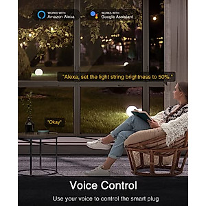 GHome Smart Outdoor Plug, Wi-Fi Smart Outlet Compatible with Alexa and Google Assistant, Remote Control Timer Schedule IPX4 Weatherproof Light Plug, No Hub Required, black