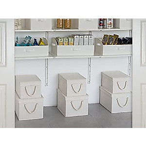StorageWorks Storage Bins with Lids, Decorative Storage Boxes with Lids and Soft Rope Handles, Mixing of Beige, White & Ivory, Large, 3-Pack