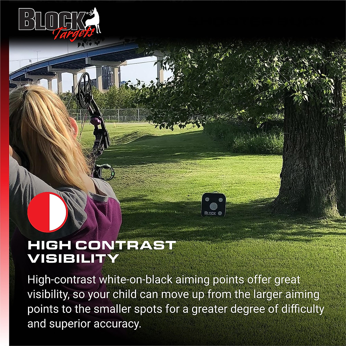 Field Logic Block GenZ XL 20” Youth Archery Arrow Target, Black and White