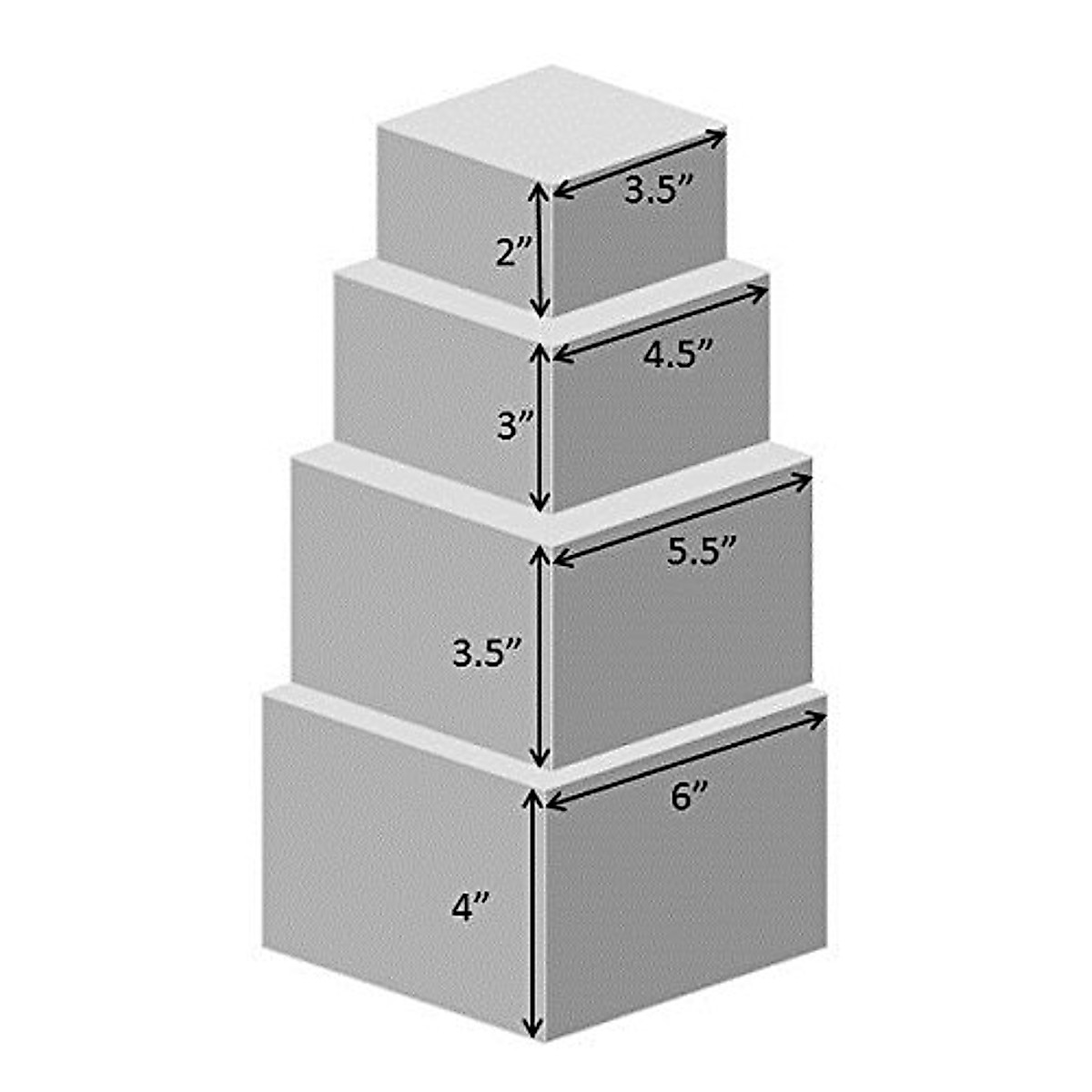 Cypress Lane Square Rigid Gift Box, a Nested Set of 4, 3.5x3.5x2 to 6x6x4 inches (Red)