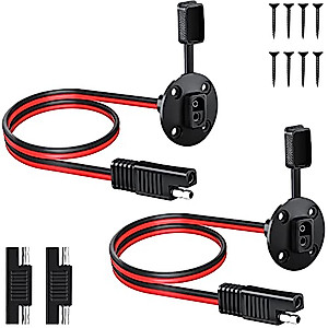 EXTRACTME 2 Pack SAE Connector Power Socket Sidewall Port, 10AWG Weatherproof SAE Quick Connect Solar Panel Flush Mount Connector Plug Cable with 2 SAE Adapter for Solar Generator Battery Charger