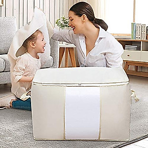 DeBaDe Bedding Storage Bags, Large Capacity Storage Bag for Clothing, Clothes, Down Comforter Storage Bags, Oxford Cloth Moving Bag with Zippers -60X40X35 cm for Household Storage