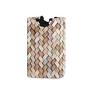 Kigai 3D Print Wicker Rattan Laundry Hamper Large Waterproof with Handle Laundry Baskets Foldable Lightweight Durable Store Basket for Bathroom Bedroom