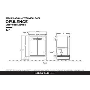 Fine Fixtures Opulence Collection 24 in. W x 18 in. D x 33 in. H Bathroom Vanity in Mint Green with White Matte Sintered Stone Sink - Black Hardware