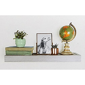 HIGH & MIGHTY 515621 Modern 24" Floating Shelf Holds up to 20lbs, Easy Tool-Free Dry Wall Installation, Flat, Retail Pack of 2, Gray