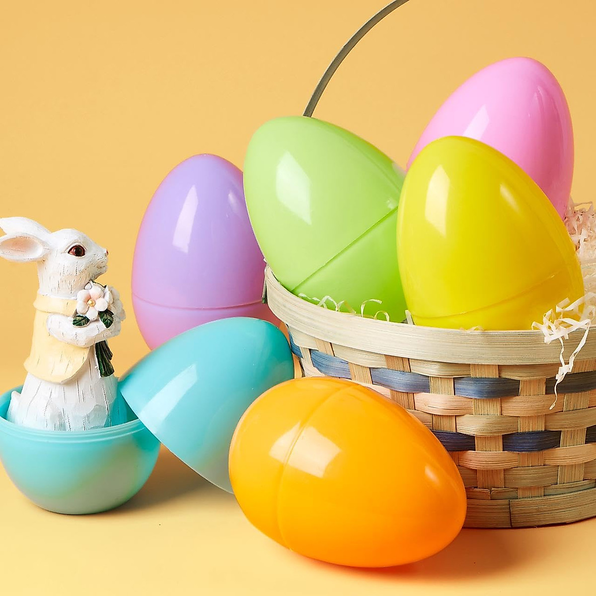 JOYIN 12 Pcs Large Pastel Easter Eggs, 6 Inches Jumbo Plastic Eggs Fillable for Easter Themed Hunt Colorful Basket Stuffers Fillers Filling Treats Party Favor Classroom Prize Supplies