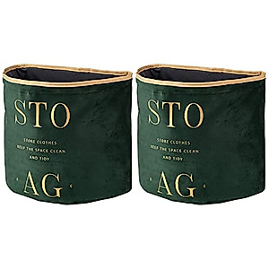 2pcs for Green Bucket Blankets Foldable Household Cloth Dirty Home Storage Bin Hamper Folding Clothes Multi- Clothing Bag Bins Art Nursery Fabric Organizer Kid