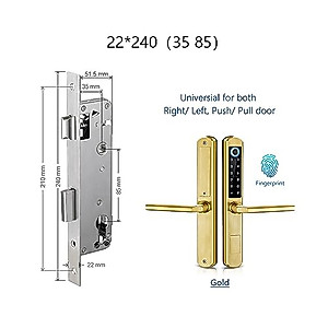 Stainless Steel Sliding Glass Smart Lock Tt Lock App RFID Electronic Digital Lock (Color : A210 3585, Size : Left Right Wheels)