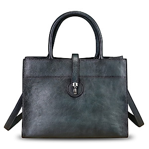 Genuine Leather Top Handle Handbag Purse for Women Vintage Over the Shoulder Bag Handmade Crossbody Satchel Tote (Grey)