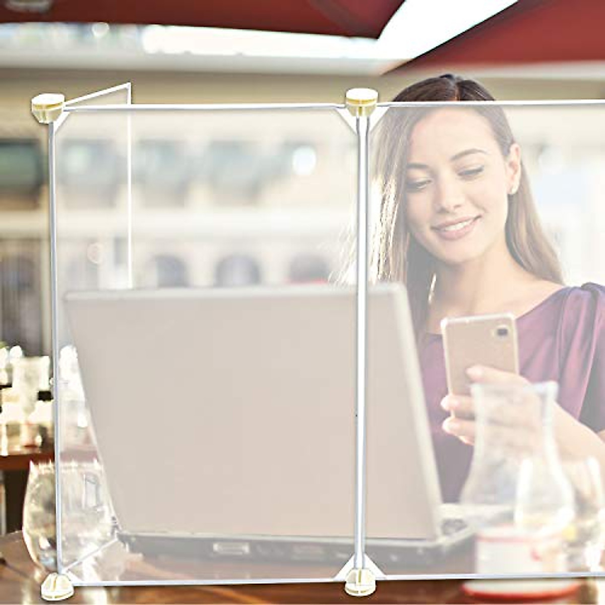 100FIXEO Sneeze Guard Panel Guard Panel for Desk Transparent Partition Board Student Partition Class Tabletop Dining Room Partition Protective Board 4PCS