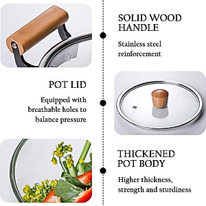 Hgjgwqh Clear Glass Pot for Cooking Borosilicate Glass Stovetop Pot with Lid and Wooden Handle Large Glass Saucepan with Cover on Stove Nonstick Glass Simmer Pot for Home Kitchen Restaurant,5.5l