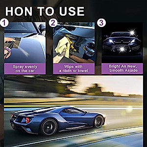 3 in 1 High Protection Quick Car Coating Spray, Extreme Slick Streak-Free Polymer Quick Detail Spray, Quick Coat Car Wax Polish Spray, Plastic Parts Refurbish Agent, Nano Cleaner for Car (300ml)