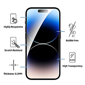 NEW'C [3 Pack] Designed for iPhone 14 Pro (6,1") Screen Protector Tempered Glass, Case Friendly Ultra Resistant