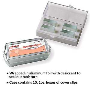 Globe Scientific 1404-15 Cover Glass, 22 x 22mm, #1.5 Thickness (Case of 10)