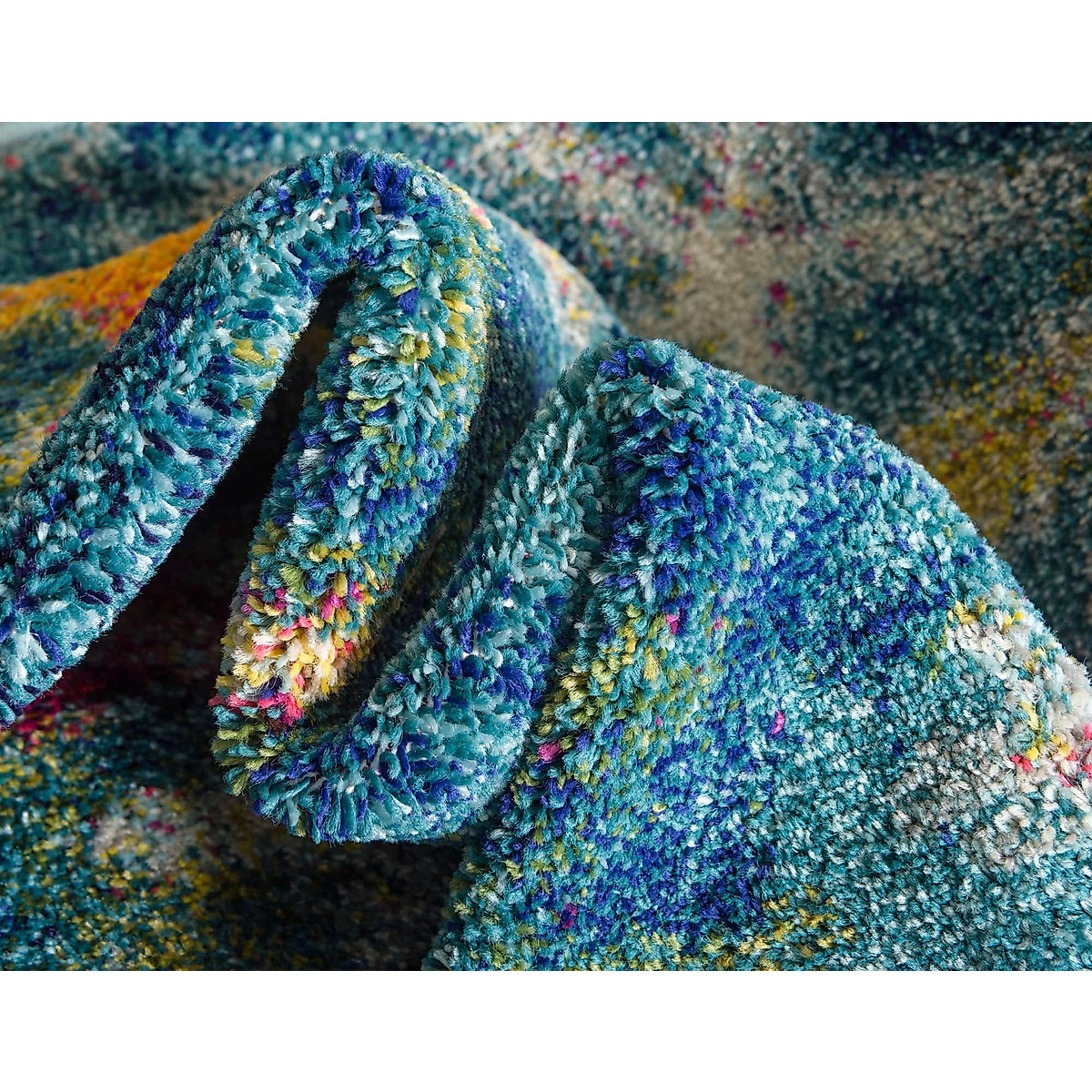 Unique Loom Positano Collection Coastal Modern Bright Colors Starfish Navy Blue Runner Rug (3' x 10')