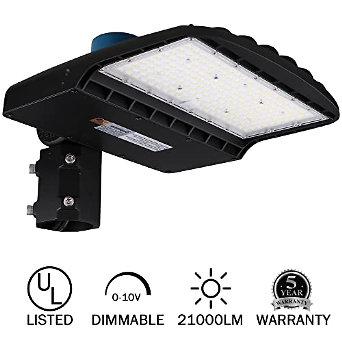 QiGe 150W LED Parking Lot Light, UL-Listed 21000Lm (140LM/W) Led Street Light with Dusk to Dawn Photocell, 5700K LED Pole Light, Commercial shoebox Light for Outdoor Lighting, Slip Fitter Mount.