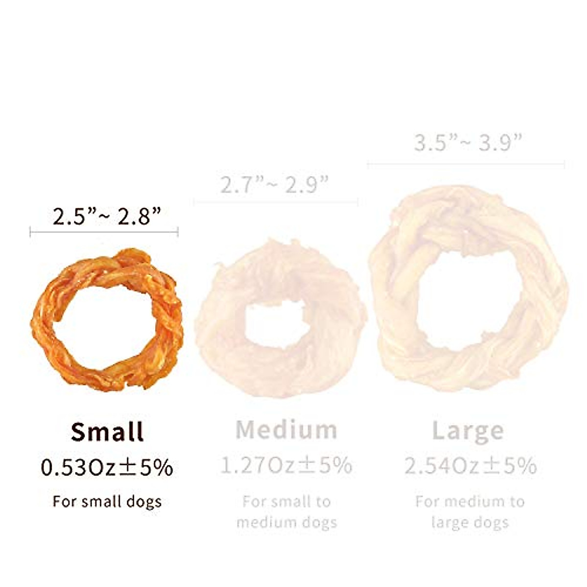 Afreschi Turkey Tendon Dog Treats for Signature Series, All Natural Human Grade Puppy Chew, Ingredient Sourced from USA, Hypoallergenic, Easy to Digest, Rawhide Alternative, 4 Units/Pack Ring (Small)