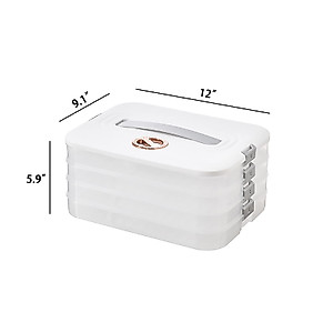 Jonvin 4-Layer Food Storage Containers,Food Storage Containers with Lids Dumpling Storage Box,Good Sealing,Stackable Dumpling Food Containers