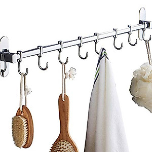 Hemoton Towel Hooks Mug Holder Scarf Hangers Wall Mounted Kitchen Hooks Coat Rack Hook Rail Hook for Coffee Mug Utensil Hat Holder Towel Robes Rack 40cm Scarf Holder Metal Hangers Mug Holder