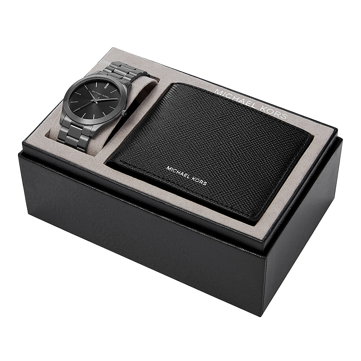 Michael Kors Men's Slim Runway Quartz Watch with Stainless Steel Strap, Gunmetal, 22 (Model: MK1044)