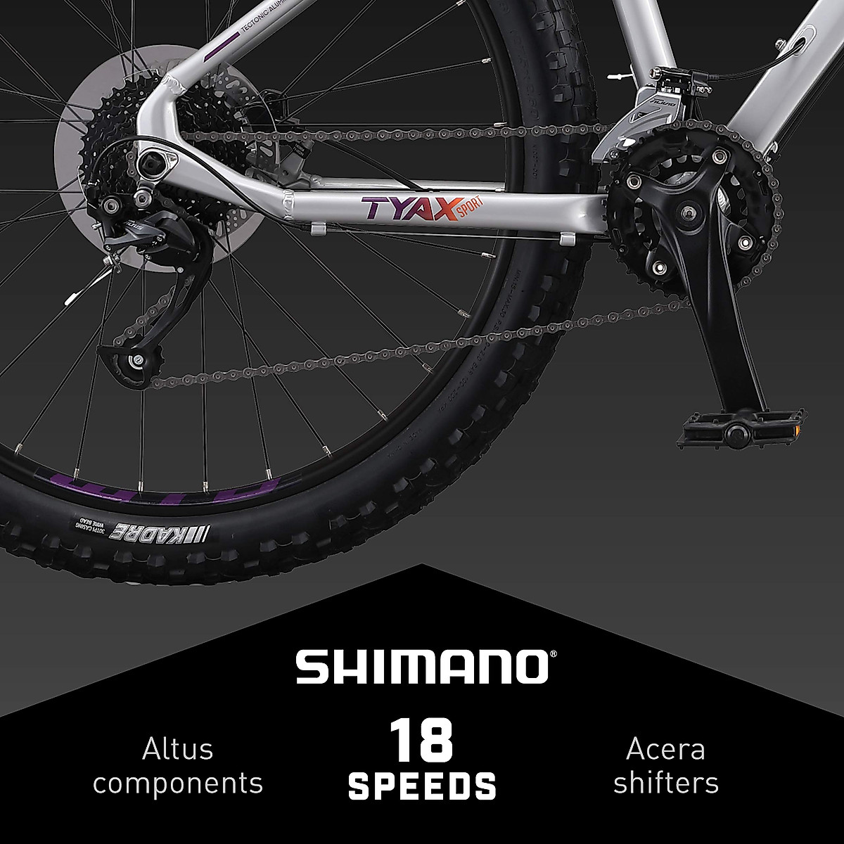 Mongoose Tyax Sport Adult Mountain Bike, 27.5-Inch Wheels, Tectonic T2 Aluminum Frame, Rigid Hardtail, Hydraulic Disc Brakes, Womens Small Frame, White