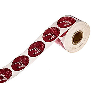 Joy Christmas Stickers / 500 Shiny Holiday Labels / 1.5" Christmas Sticker Envelope Seals/Winter Season Label/Made in The USA