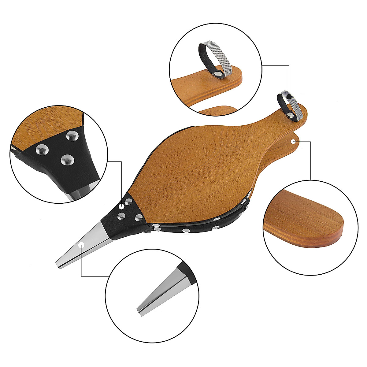 26-Inch Campfire Fireplace Tongs and Wood Fireplace Bellows Leather Fire Bellow Fire Pit Air Blower with Stainless Steel Nozzle, Outdoor Cooking Camping Chimney Pump Barbecue Fire Tools Accessories