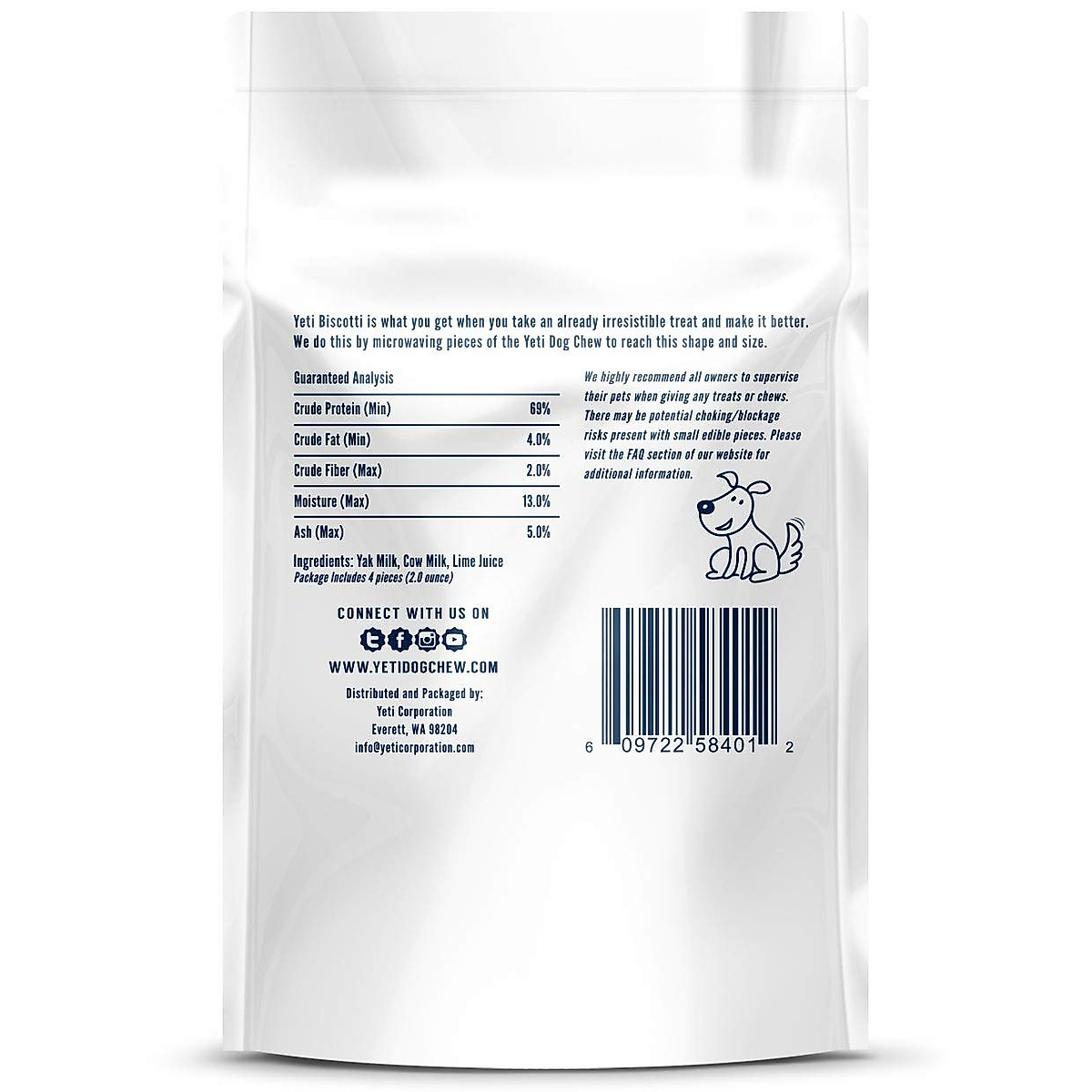 Yeti Biscotti Natural Yak Cheese Dog Treats, 4 Pieces