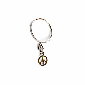 Peace Symbol Sign Charm Ring, Sterling Silver Ring, Dainty Stackable Ring, Smooth Textured Band Ring, Jewelry Inspirations