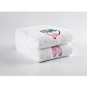 GreenPine 2 Pack Easter Hand Towels White Towels 100% Cotton Embroidered Premium Luxury Decor Bathroom Decorative Dish Towels Set for Drying, Cleaning, Cooking, Holiday Towels Gift Set 14 "X 29"