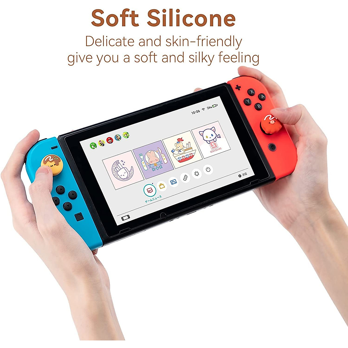 GeekShare Cute Thumb Grip Caps Compatible with Nintendo Switch/OLED/Switch Lite,Soft Silicone Joystick Rocker Cover,4PCS- Takoyaki