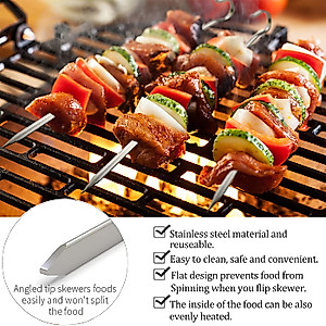 SRXING Metal Kabob Skewers,Flat Skewers for Grilling(12Pcs 15 inch and 4Pcs 13.5 inch) BBQ Barbecue Skewer Stainless Steel Shish Kebob,Reusable Sticks Set for Grilling