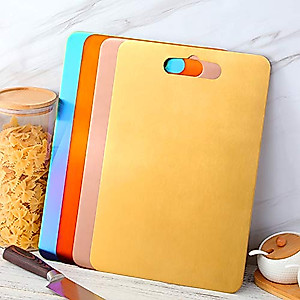 Baikai Kitchen Cutting Board, Stainless Steel Gold Durable Chopping Board, Butcher Block Board with Easy Grip Handle for Meat, Fruit, Vegatable, Cheese (14 x 10 inch)