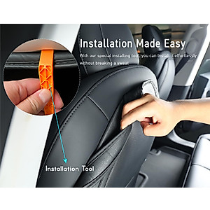 LunaBox Seat Back Protector Designed for Tesla Model Y/3 - Wear Resistant Seat Protector, Seat Back Kick Mats with Bigger Organizer Pocket - 2 PCS (Black)